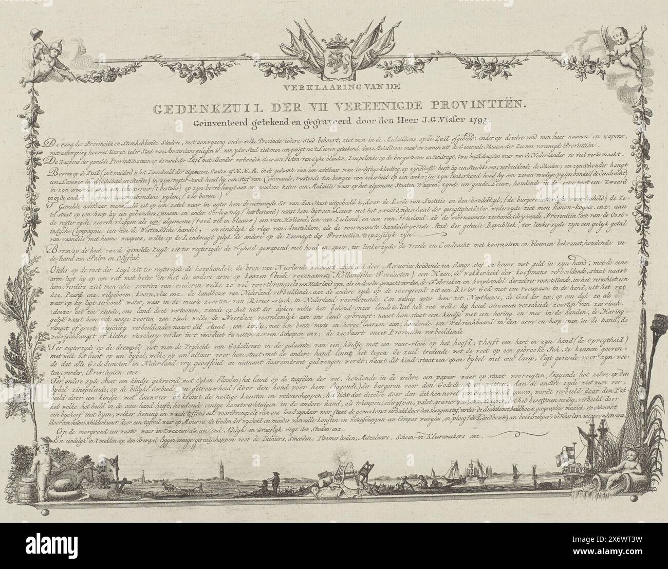 Explanation of the print with the Memorial Column for the Seven United ...