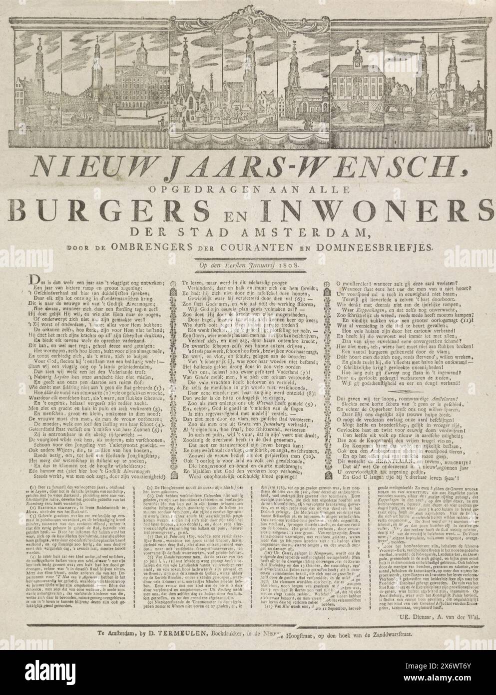 New Year's print of the Amsterdam newspaper killers for the year 1808 ...