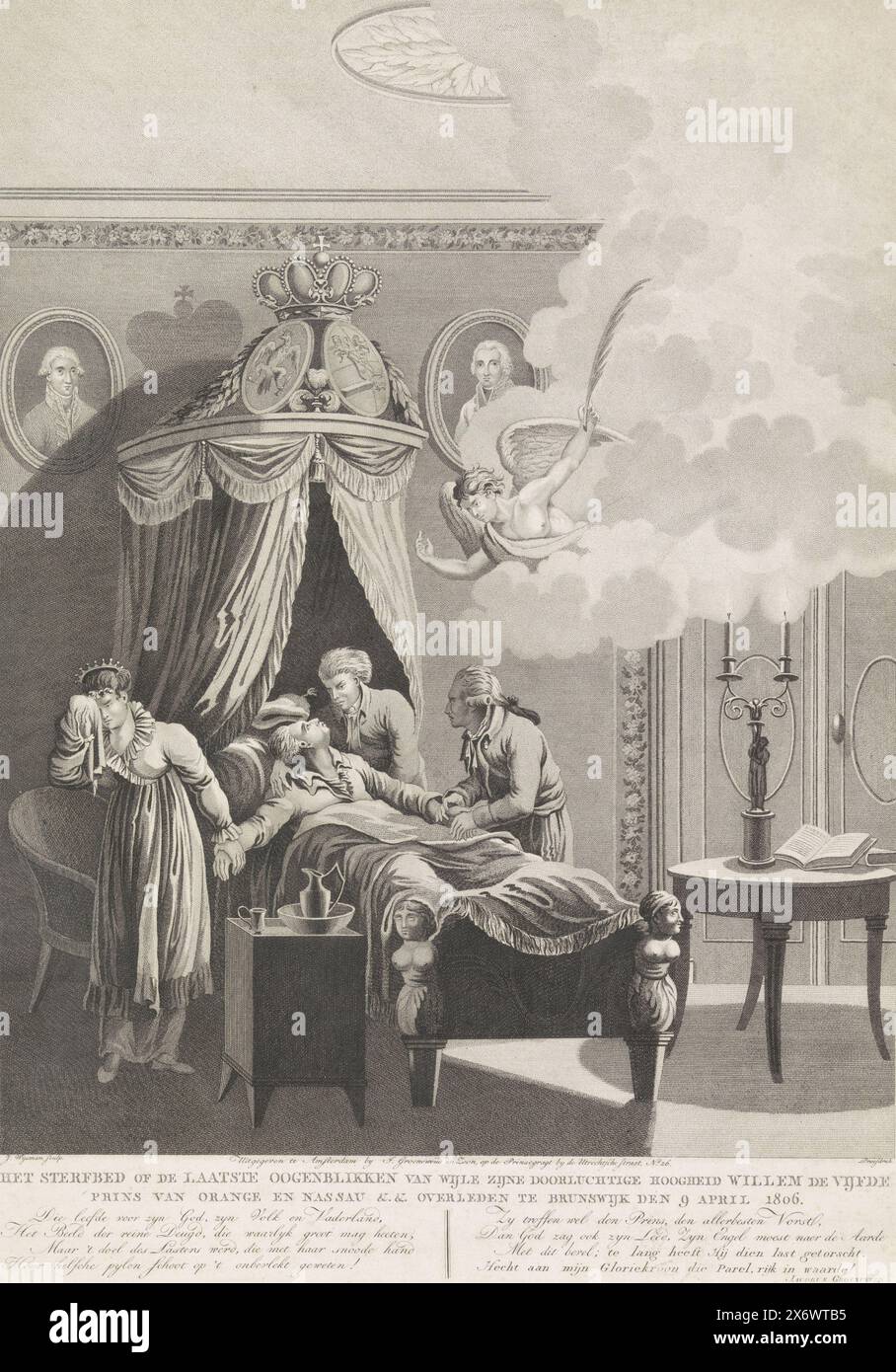Deathbed of Prince Willem V, 1806, The deathbed or the last moments of ...