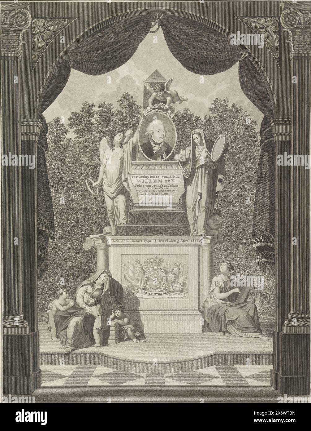 Allegorical grave monument for Prince Willem V, 1806, In Memory of H.D ...