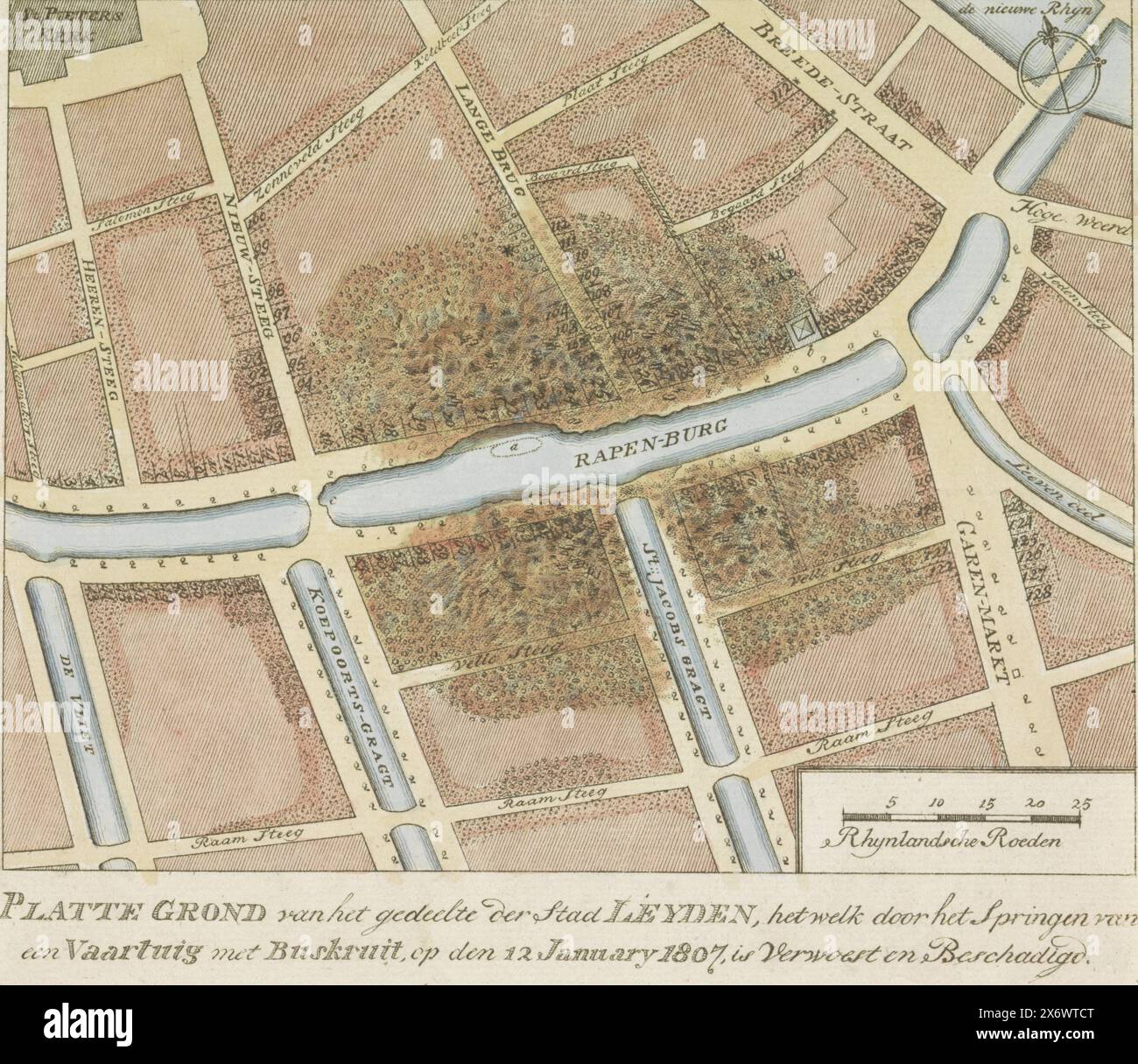 Map of the destruction caused by the gunpowder disaster, 1807, Map of ...