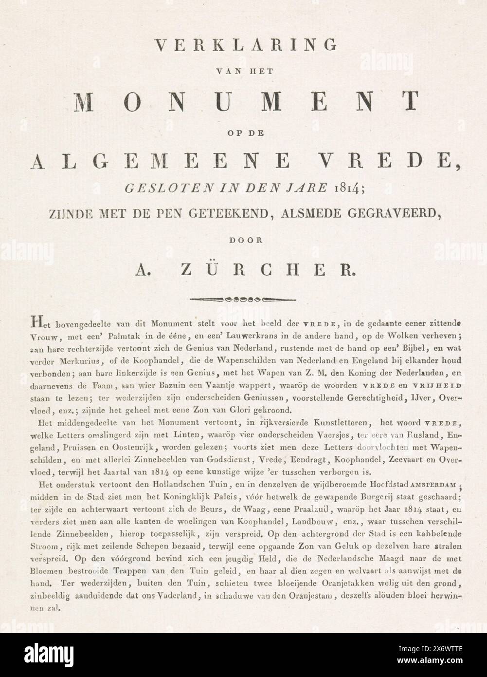 Explanation of the print with the allegory of the Peace of Paris, 1814 ...