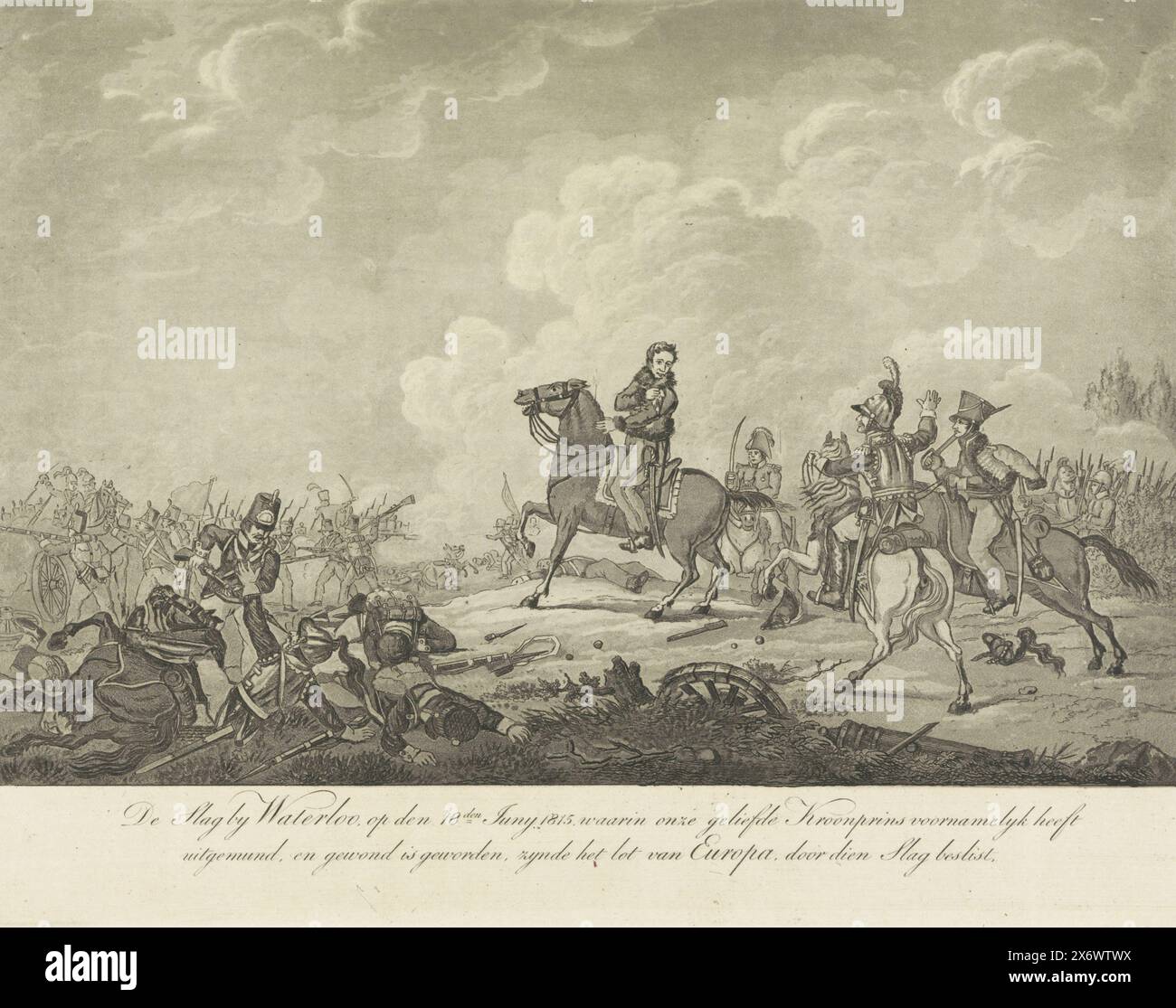 Prince of Orange is wounded during the battle of Waterloo, 1815, The ...