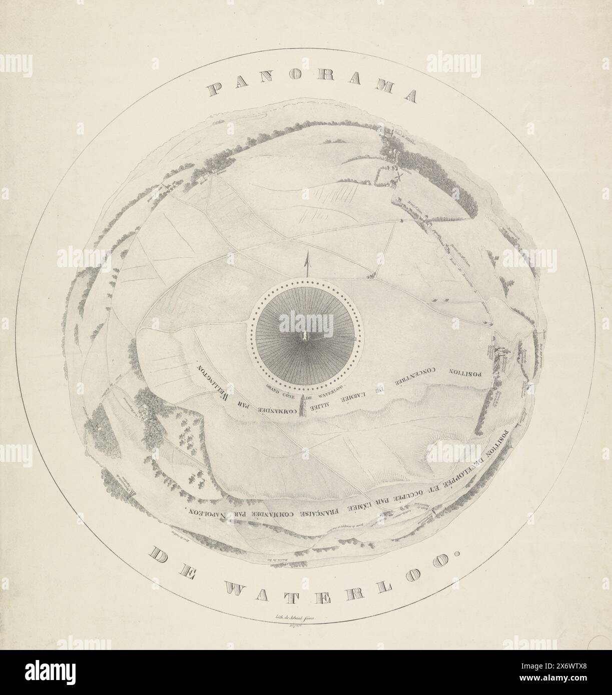 Panorama of the terrain of the battlefield of Waterloo, 1815, Panorama ...