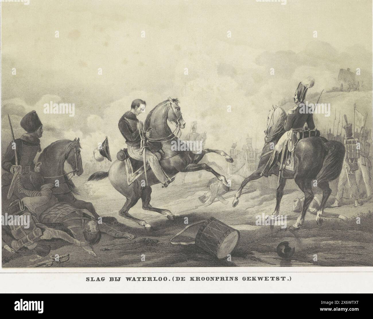 Prince of Orange is wounded during the battle of Waterloo, 1815, 1815 ...