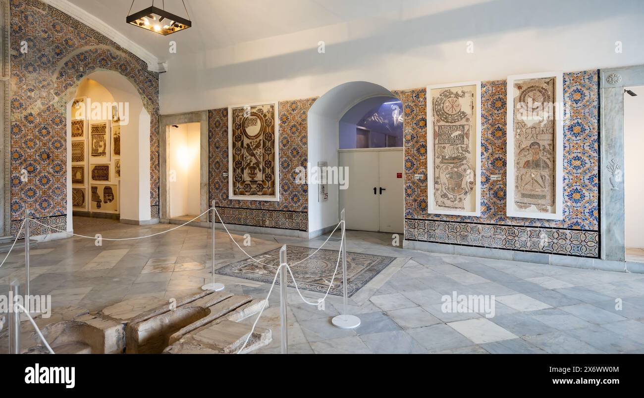 Early Christian room at Bardo National Museum with baptismal font Stock ...