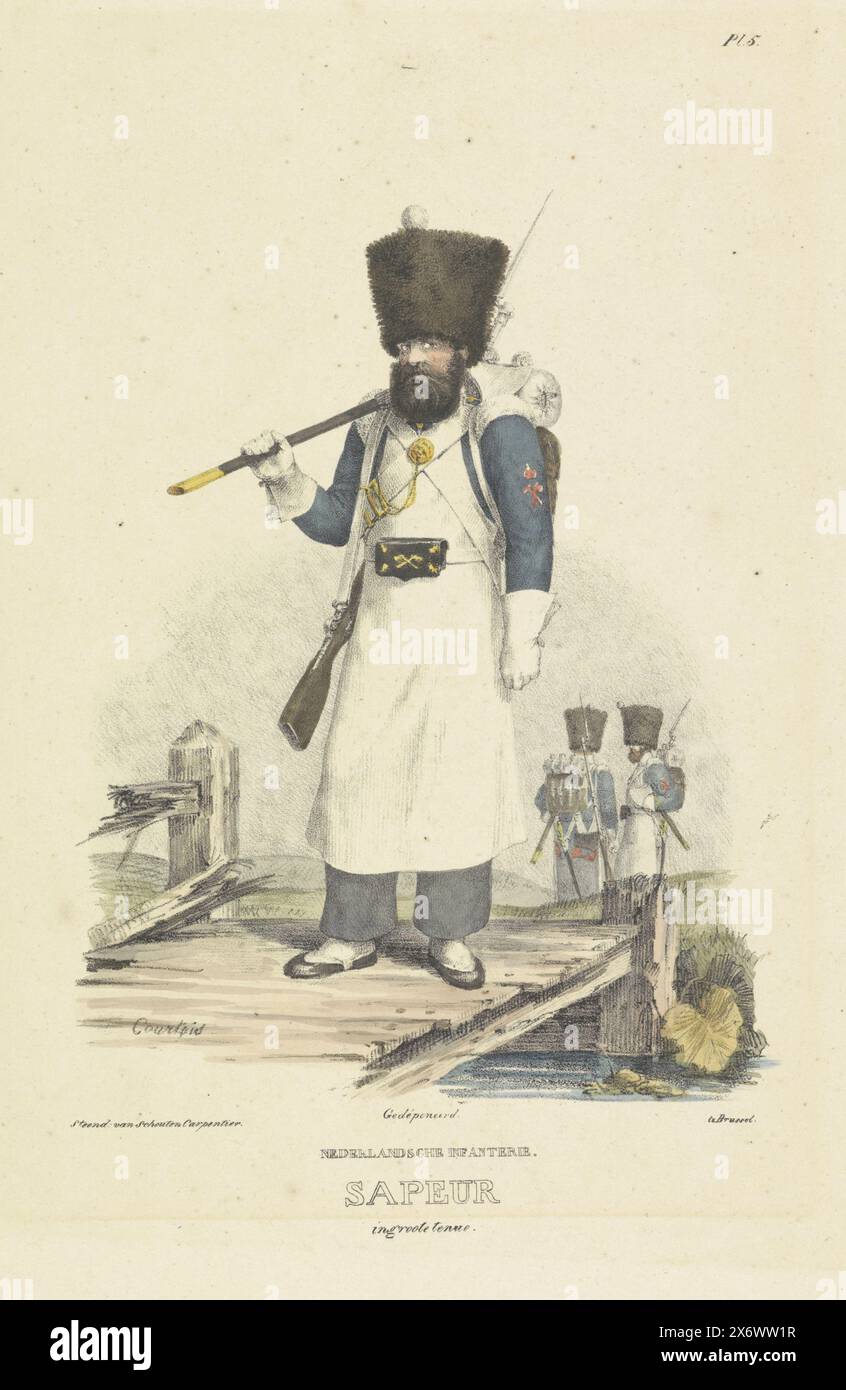 Sapper in large outfit, 1820-1825, Dutch Infantry. Sapeur in large ...