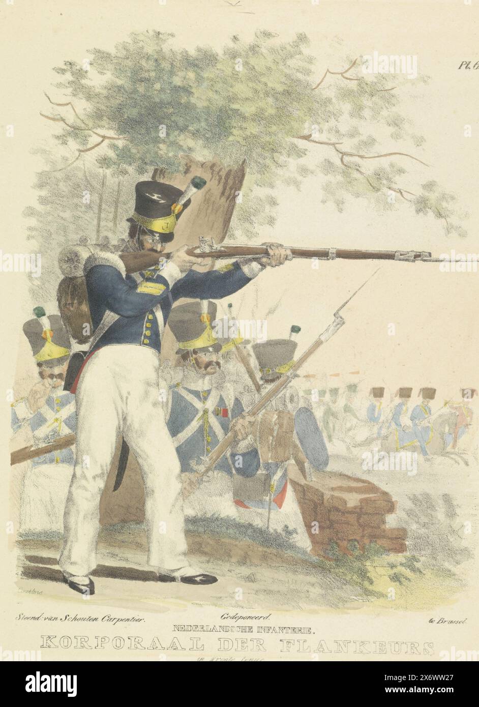 Flankeur in large outfit, 1820-1825, Dutch Infantry. Corporal of the ...