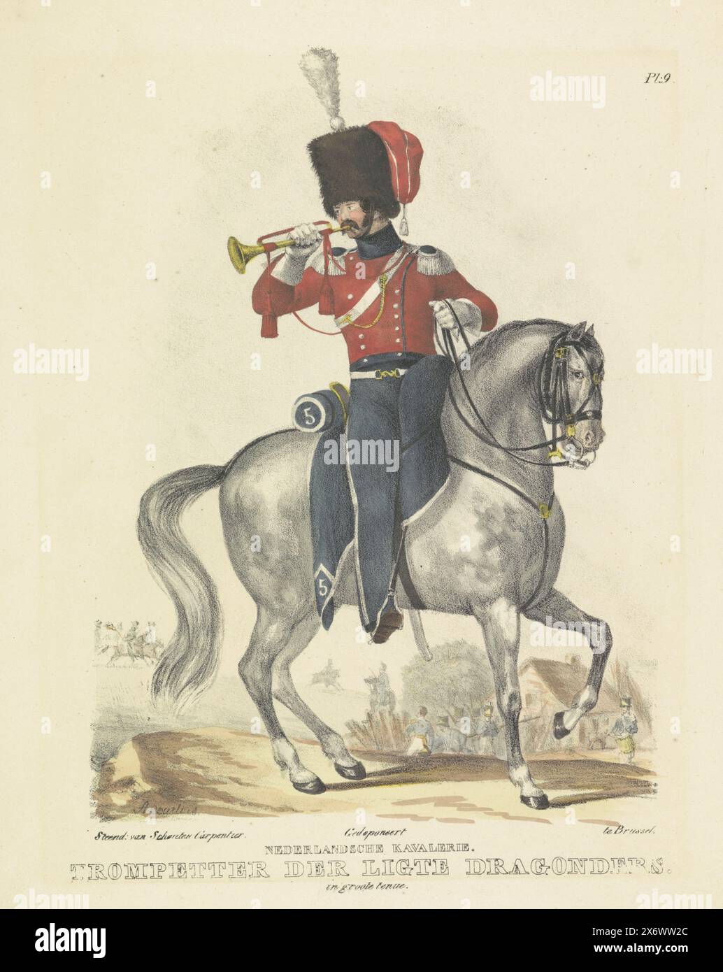 Trumpeter in Full Uniform, Trumpeter in large uniform, 1820-1825, Dutch ...