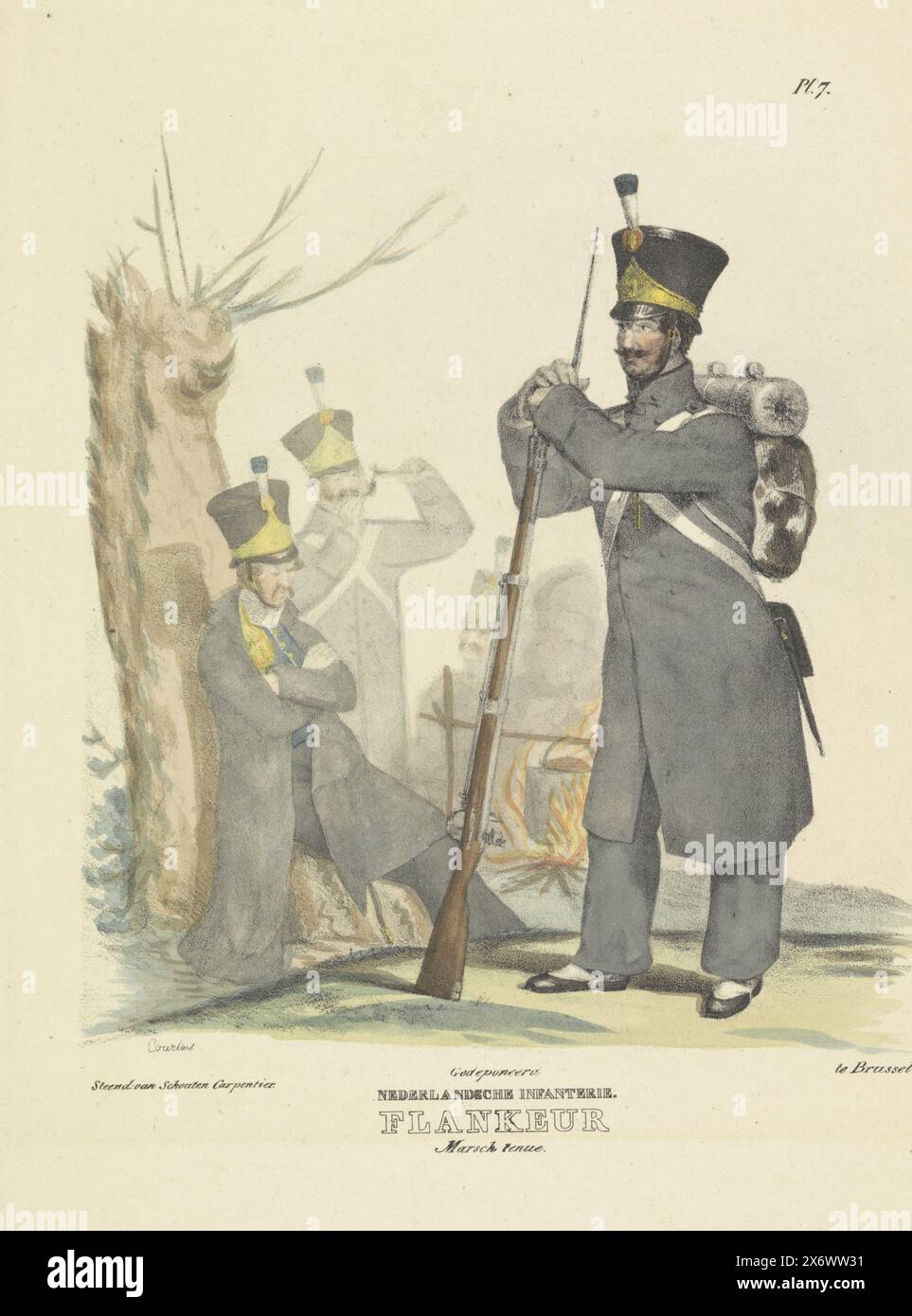 Flankeur in marching uniform, 1820-1825, Dutch Infantry. Flankeur ...
