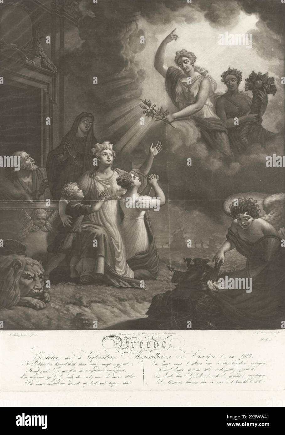 Allegory on the Second Peace of Paris, 1815, Treaty concluded by the ...