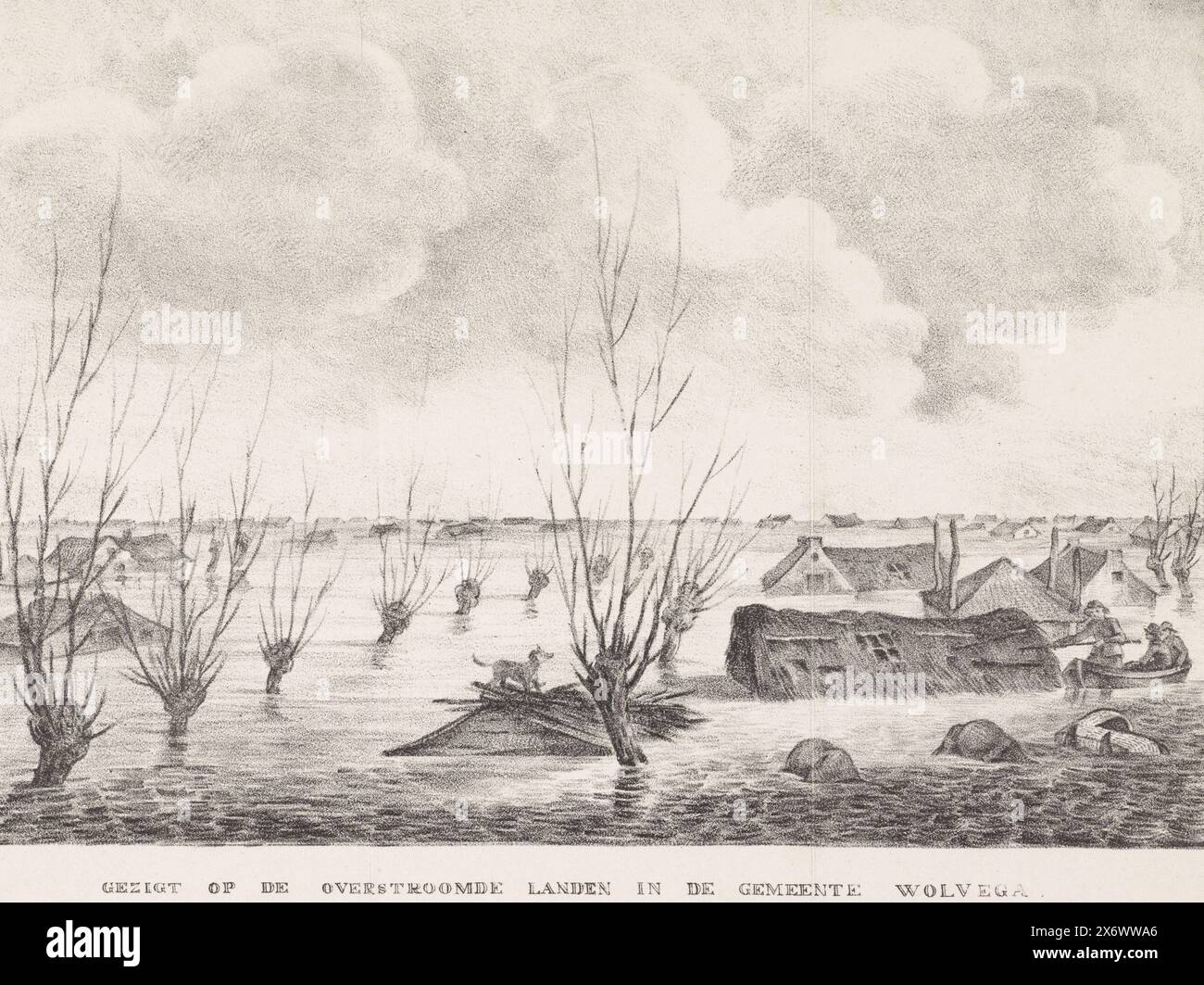 Flooded land near Wolvega, 1825, View of the flooded lands in the ...