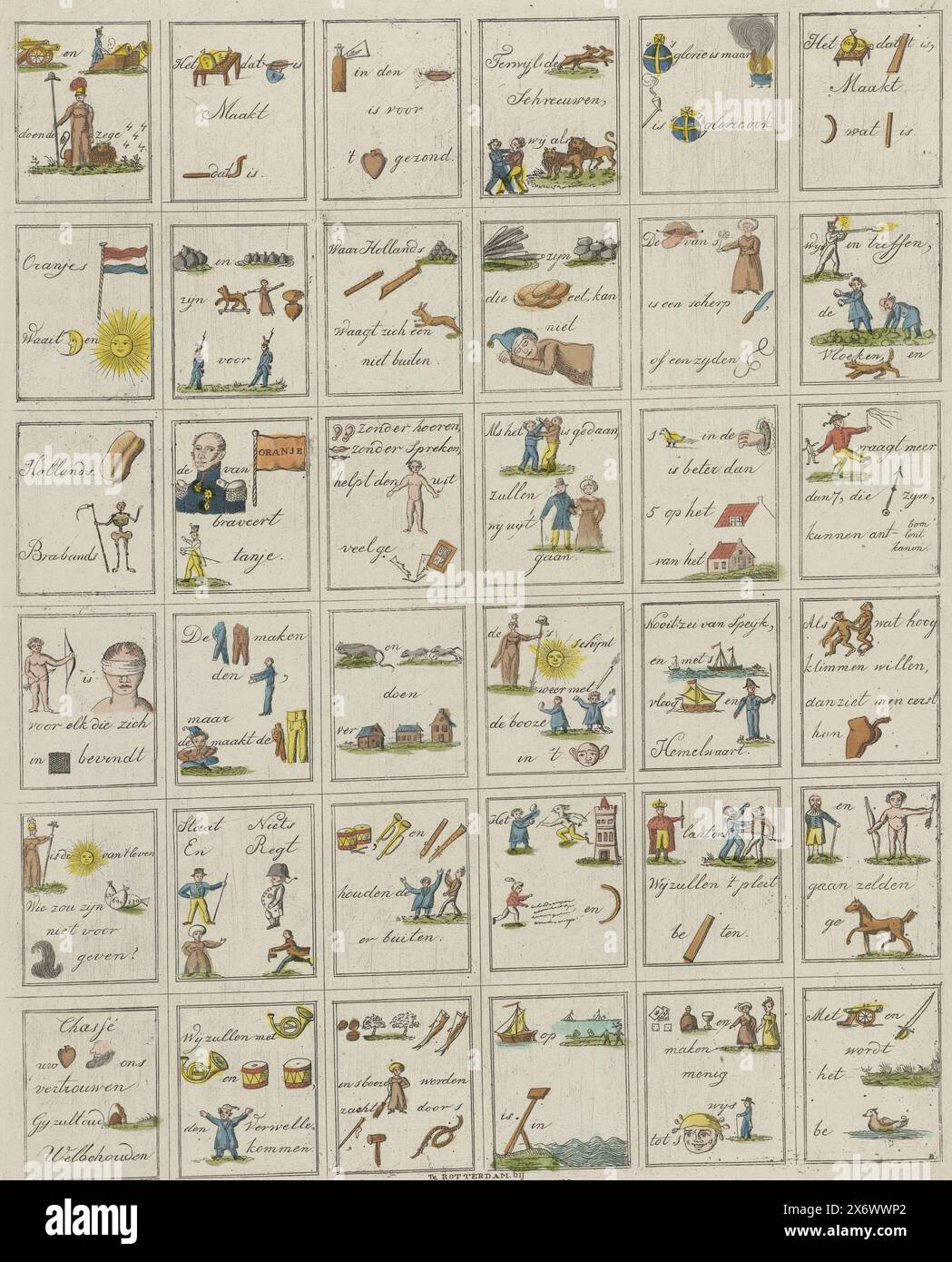 Rebus (title on object), Sheet with a rebus in 36 representations, at ...