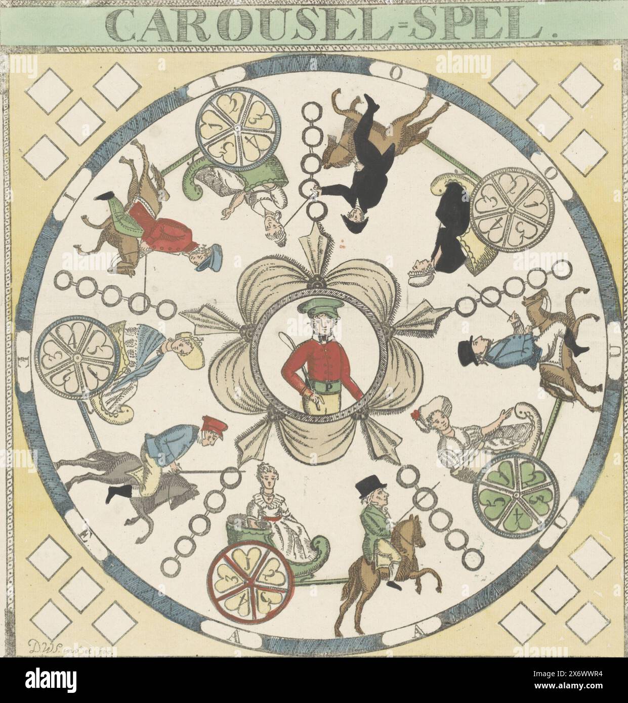 Carousel game, 1823, Carousel-Game (title on object), Board game called ...
