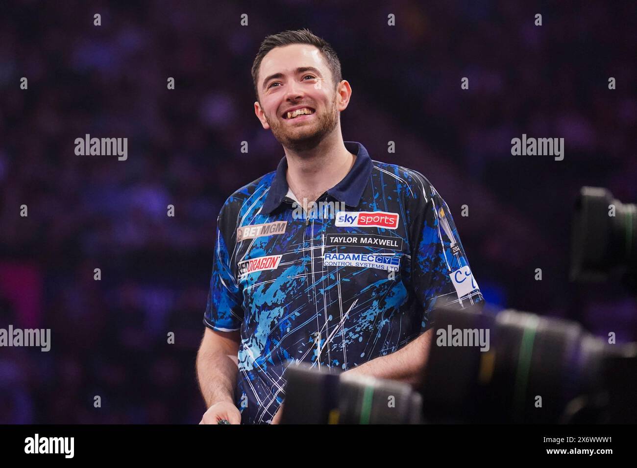 Sheffield, UK. 16th May, 2024. Luke Humphries smiles during the 2024 ...