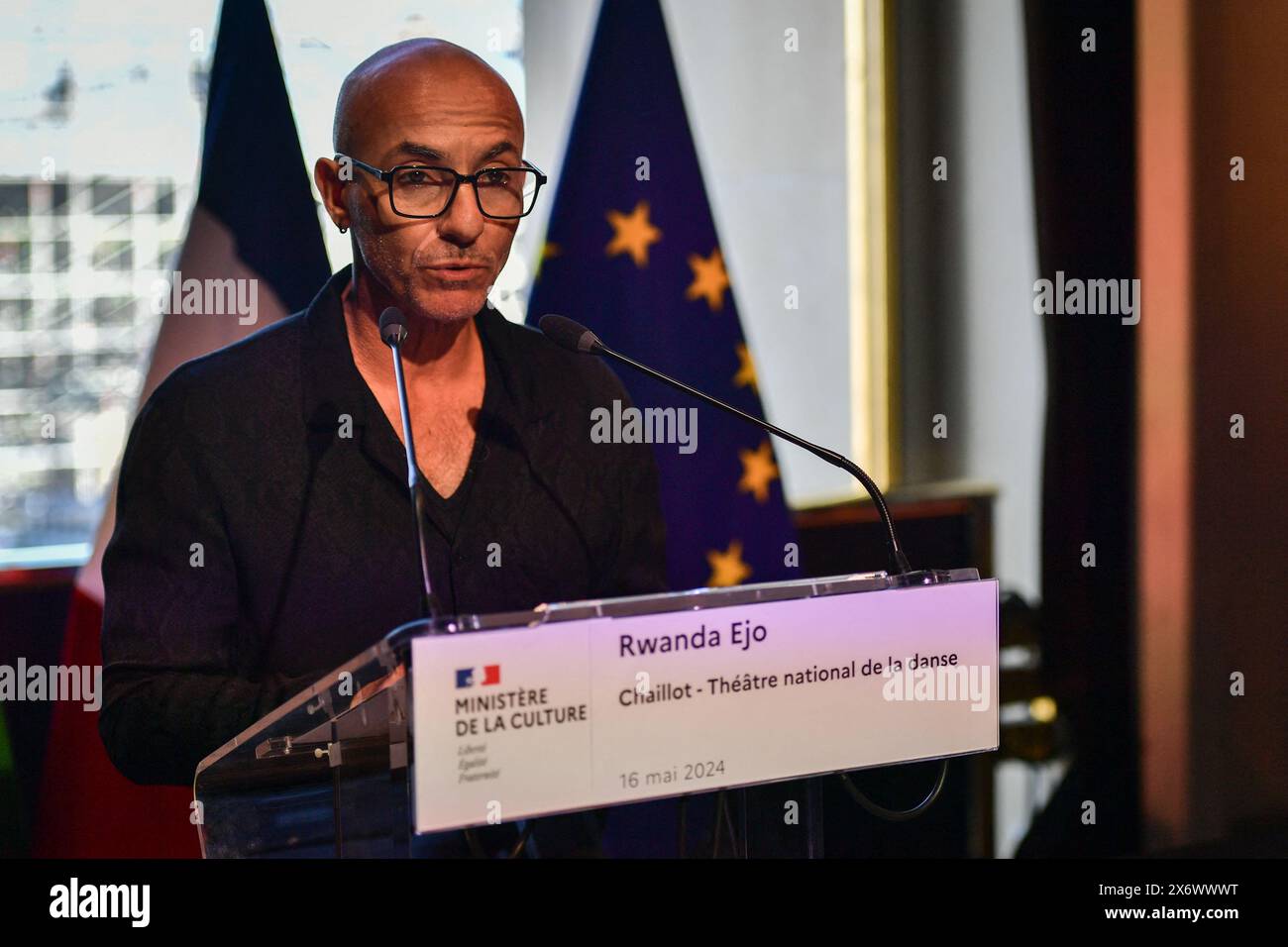 French dancer and choreographer Rachid Ouramdane delivers a speech ...