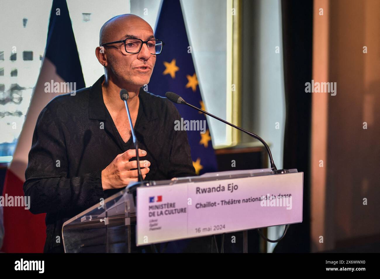 French dancer and choreographer Rachid Ouramdane delivers a speech ...