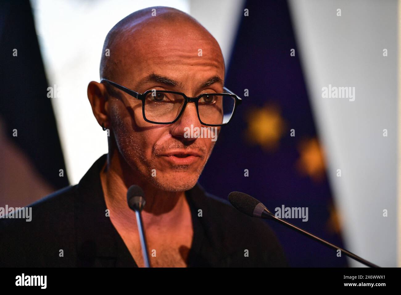 French dancer and choreographer Rachid Ouramdane delivers a speech ...