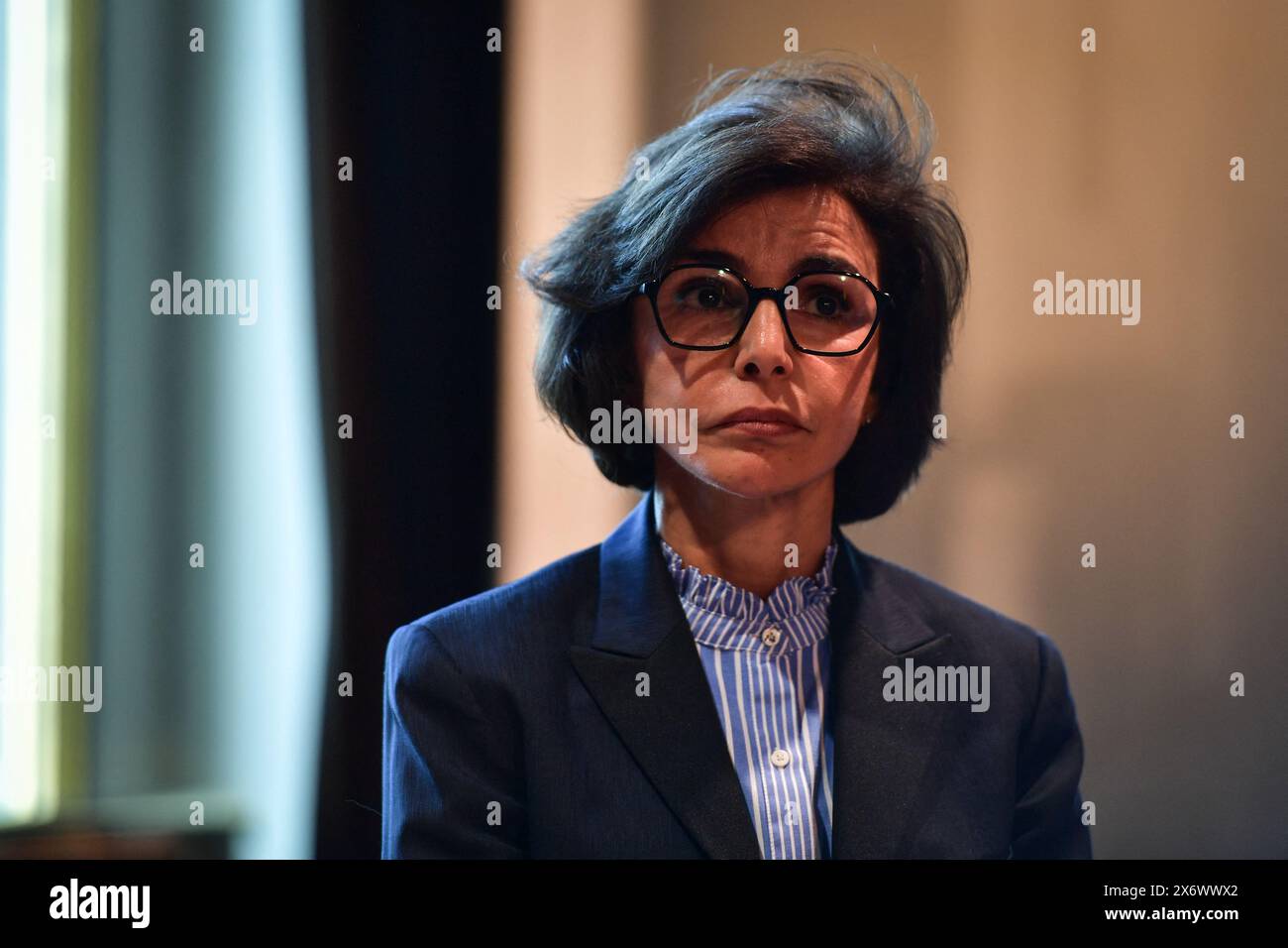 French Culture Minister Rachida Dati looks on during a visit with ...