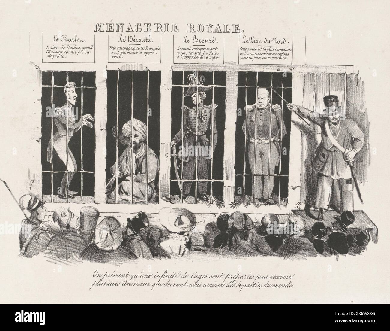 Royal menagerie, 1830, Ménagerie Royale (title on object), Cartoon in ...