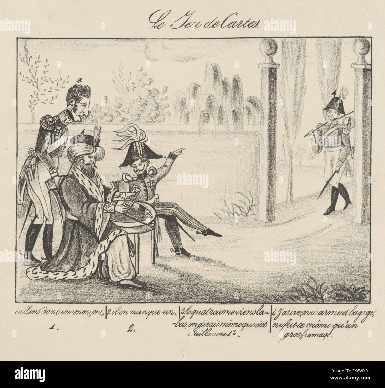 The Card Players, 1830, Le Jeu de Cartes (title on object), Cartoon on ...