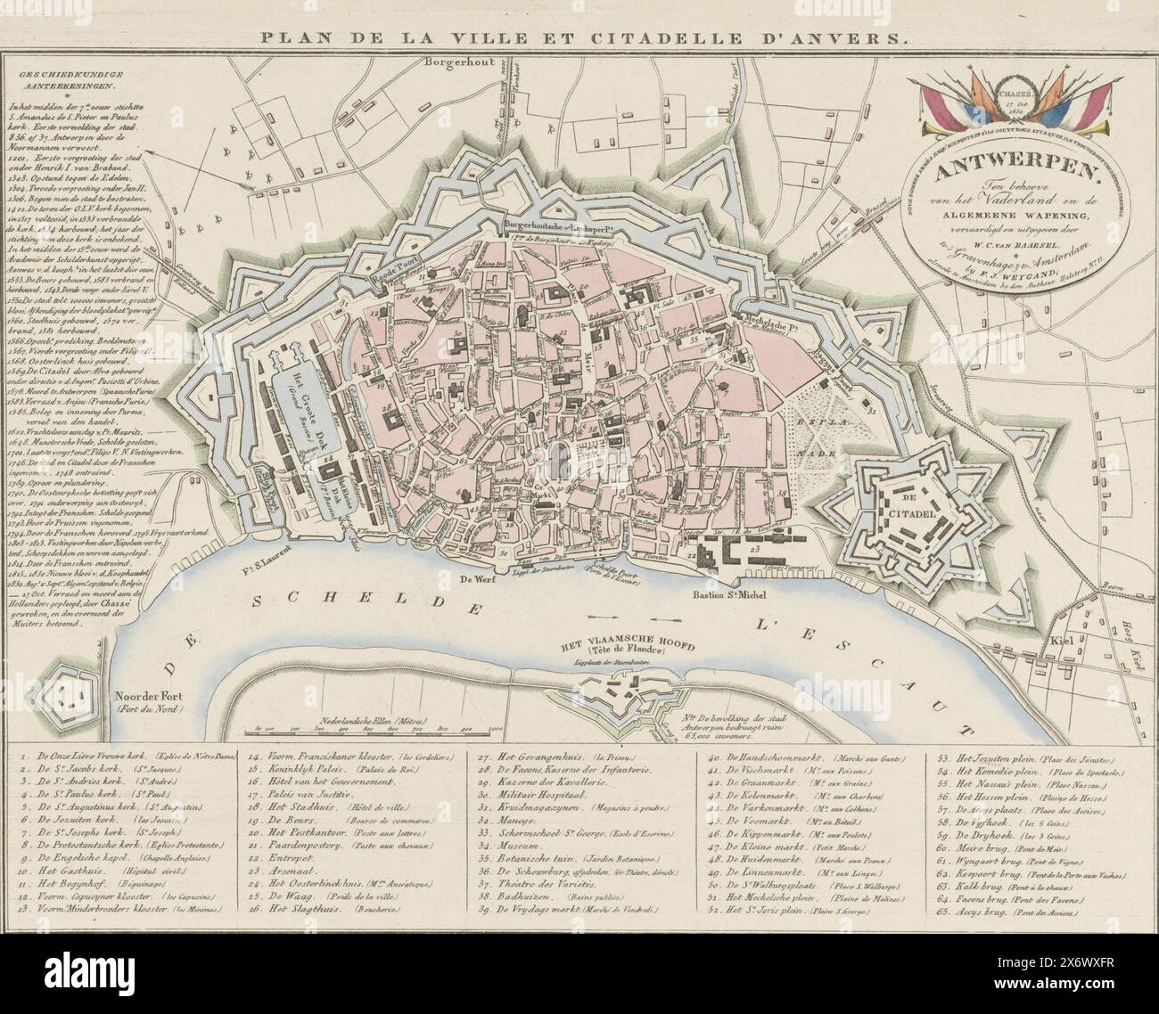Map of Antwerp with the Citadel, 1831, Plan de la Ville et Citadelle d ...