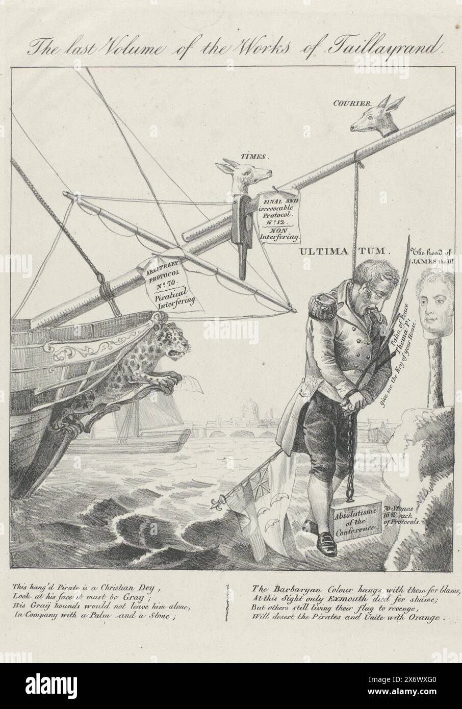 Cartoon on the British attitude during the London Conference, 1832, The ...