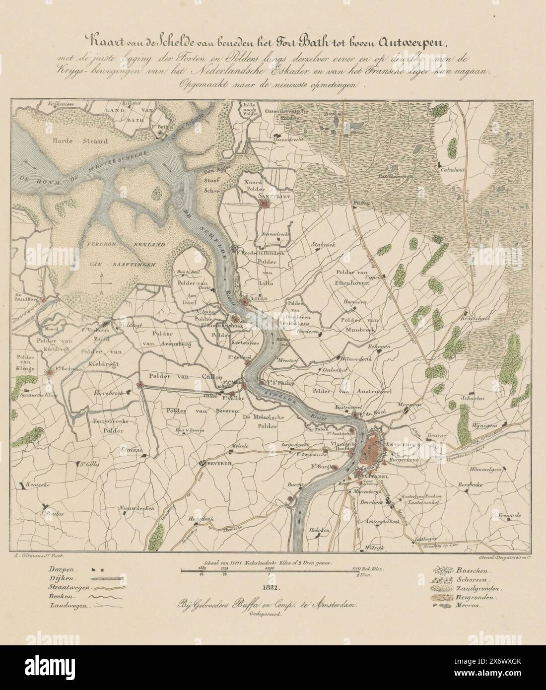 Map of the Scheldt, 1832, Map of the Scheldt from below Fort Bath to ...