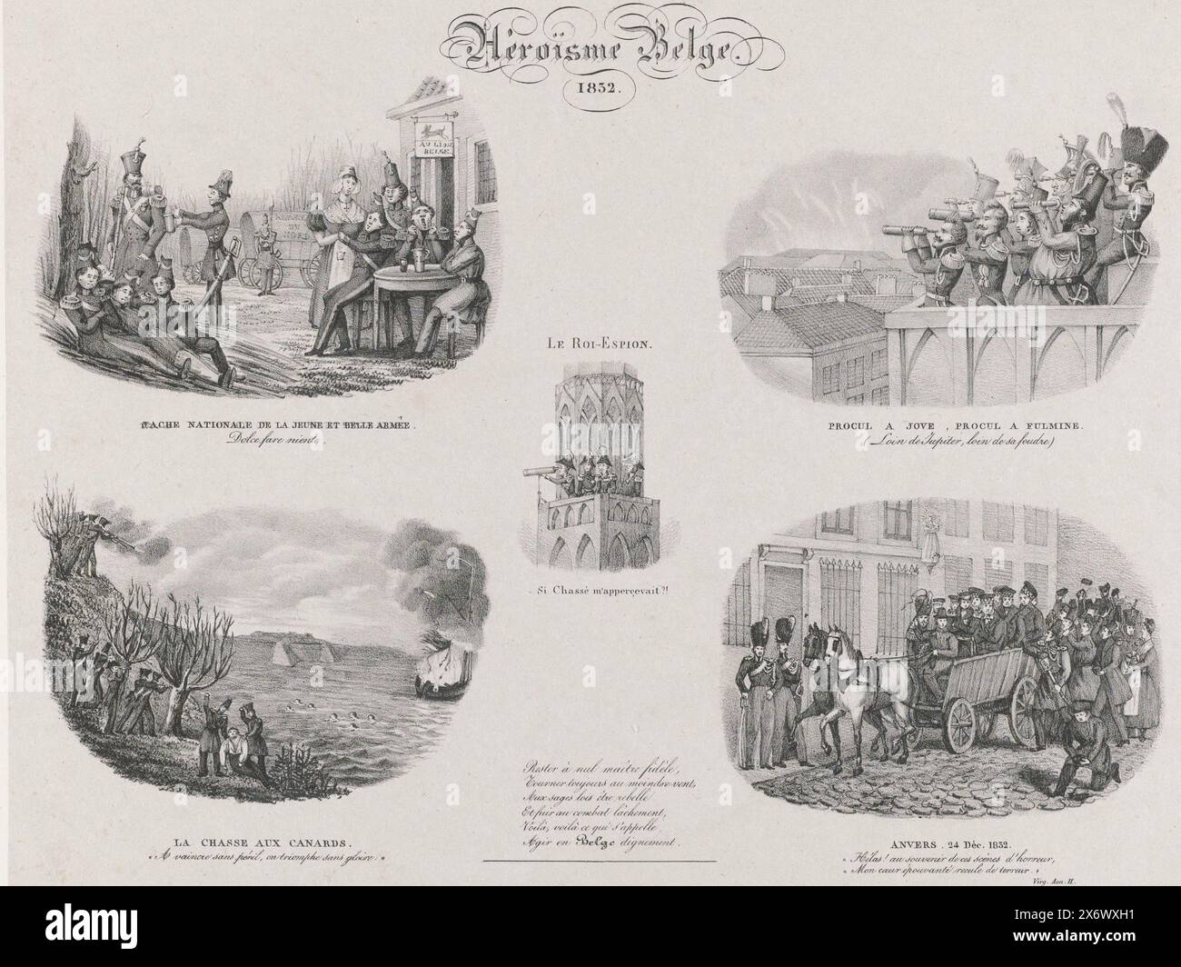 Heroism Belgian. 1832 (title on object), Cartoon on the behavior of the ...