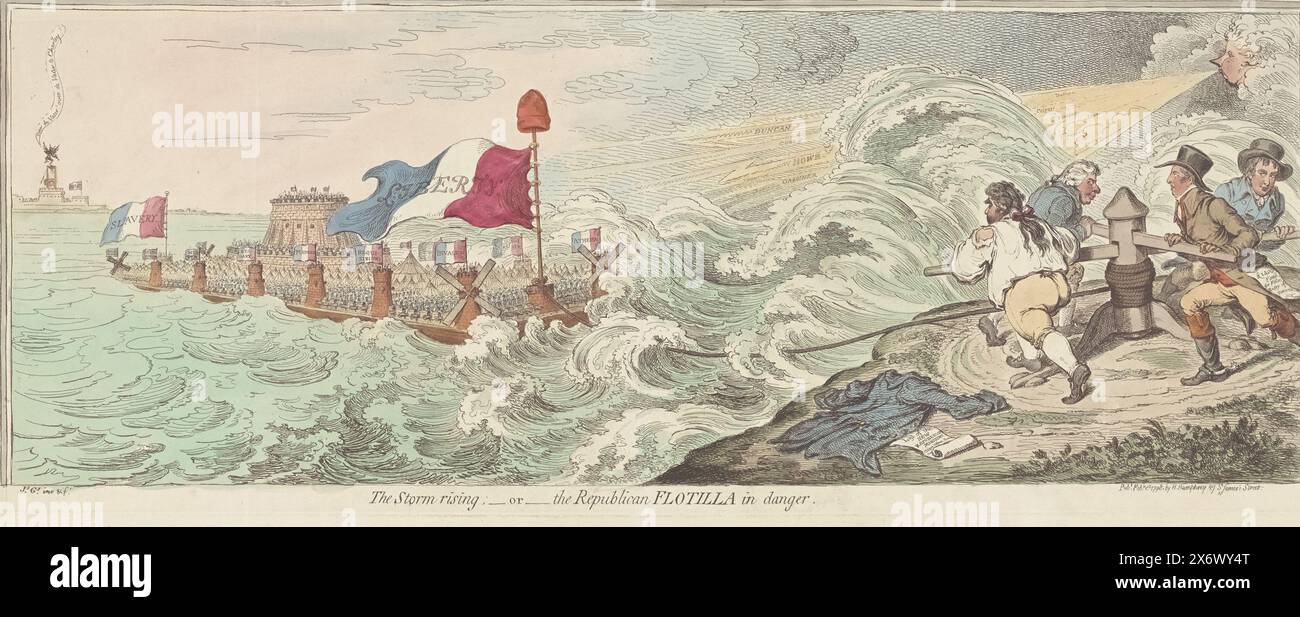 Cartoon on the French plans for an invasion of England, 1798, The Storm ...