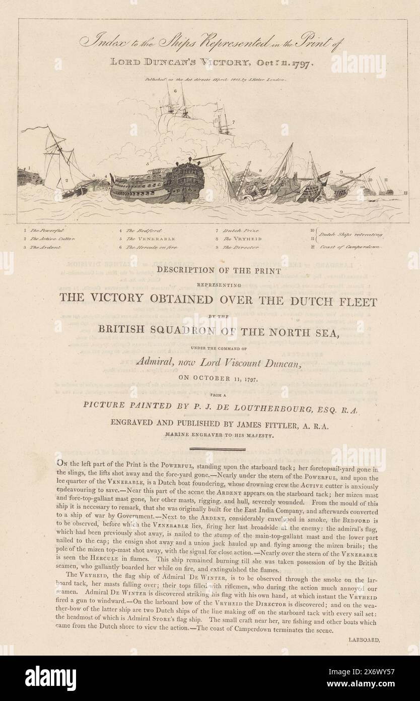 Key to the print of the battle of Kamperduin, 1797, Description of the ...
