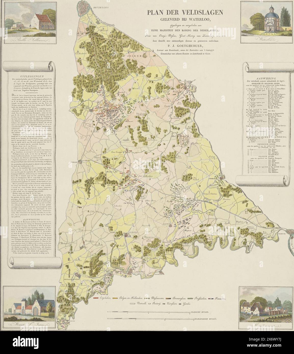 Map of the battles at Waterloo, 1815, Plan of the Battles delivered at ...