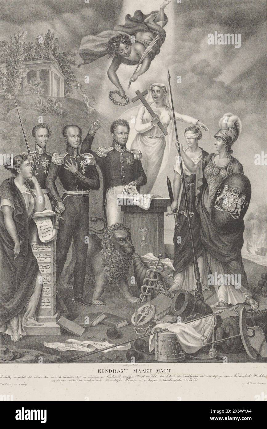 Allegory on the covenant between monarch and people, 1832, Eendragt ...