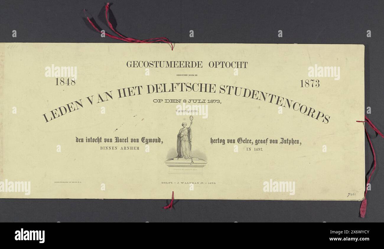 Cover for the plates of the Delft parade of 1873, Costumed parade held ...