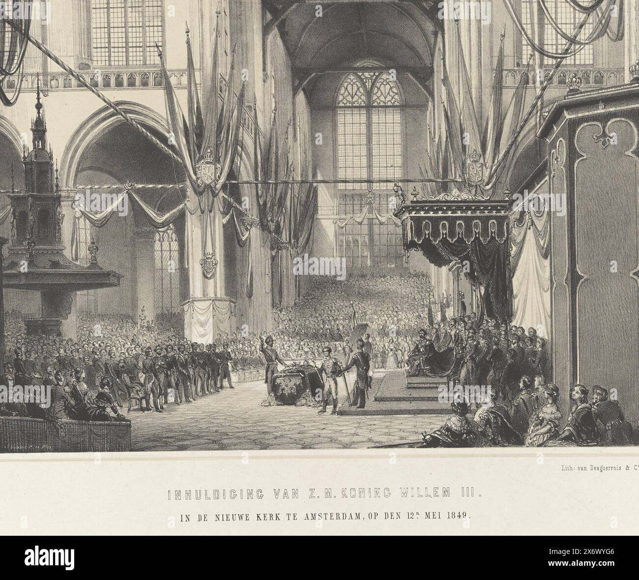 Inauguration of His Majesty King Willem III. In the Nieuwe Kerk in ...