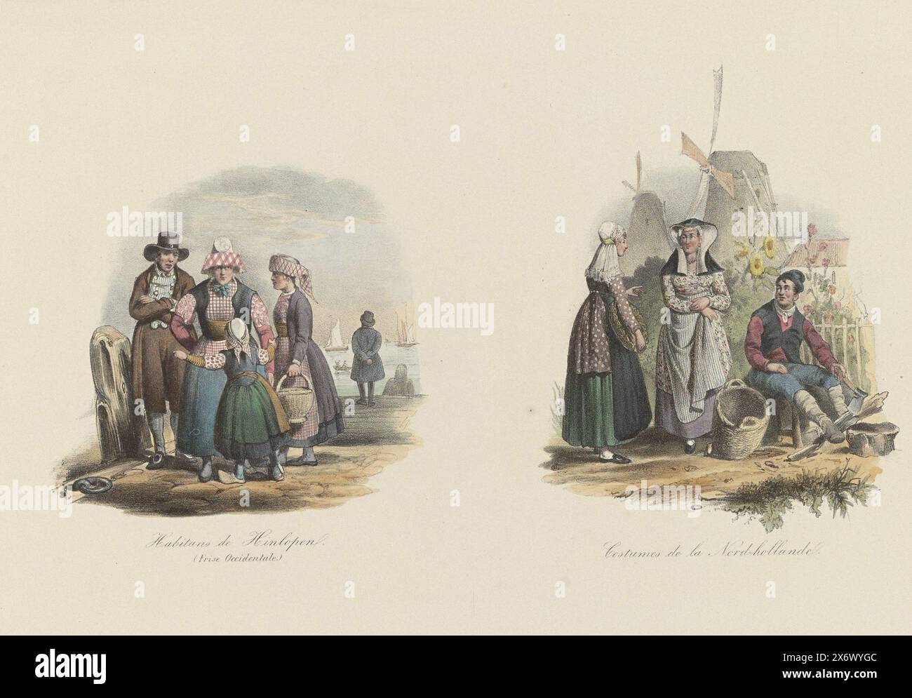 Traditional costumes of Hindeloopen and North Holland, ca. 1850 ...