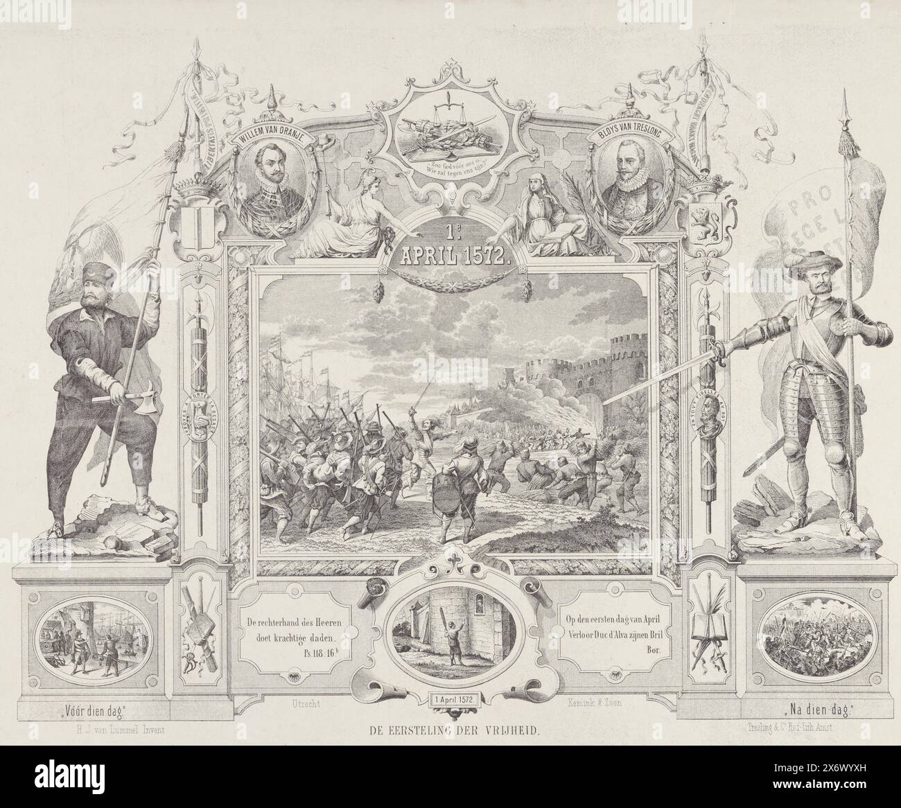 Memorial plaque at the 300-year celebration of the capture of Den Briel ...