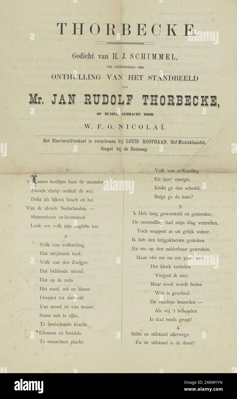 Poem on the unveiling of the statue of Thorbecke, 1876, Thorbecke. Poem ...