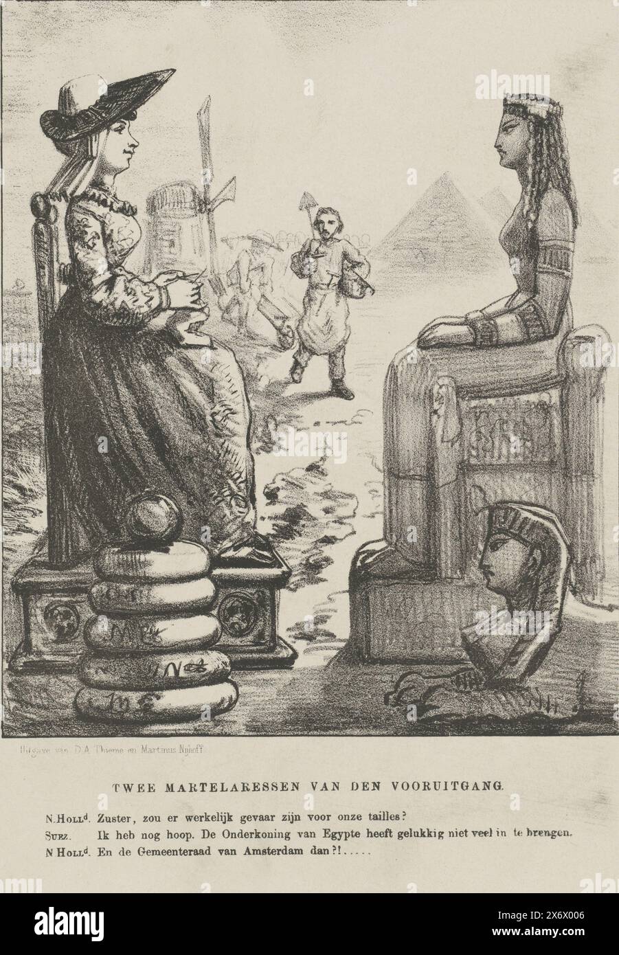 Cartoon on the excavation of Holland at its narrowest, 1860, Two ...