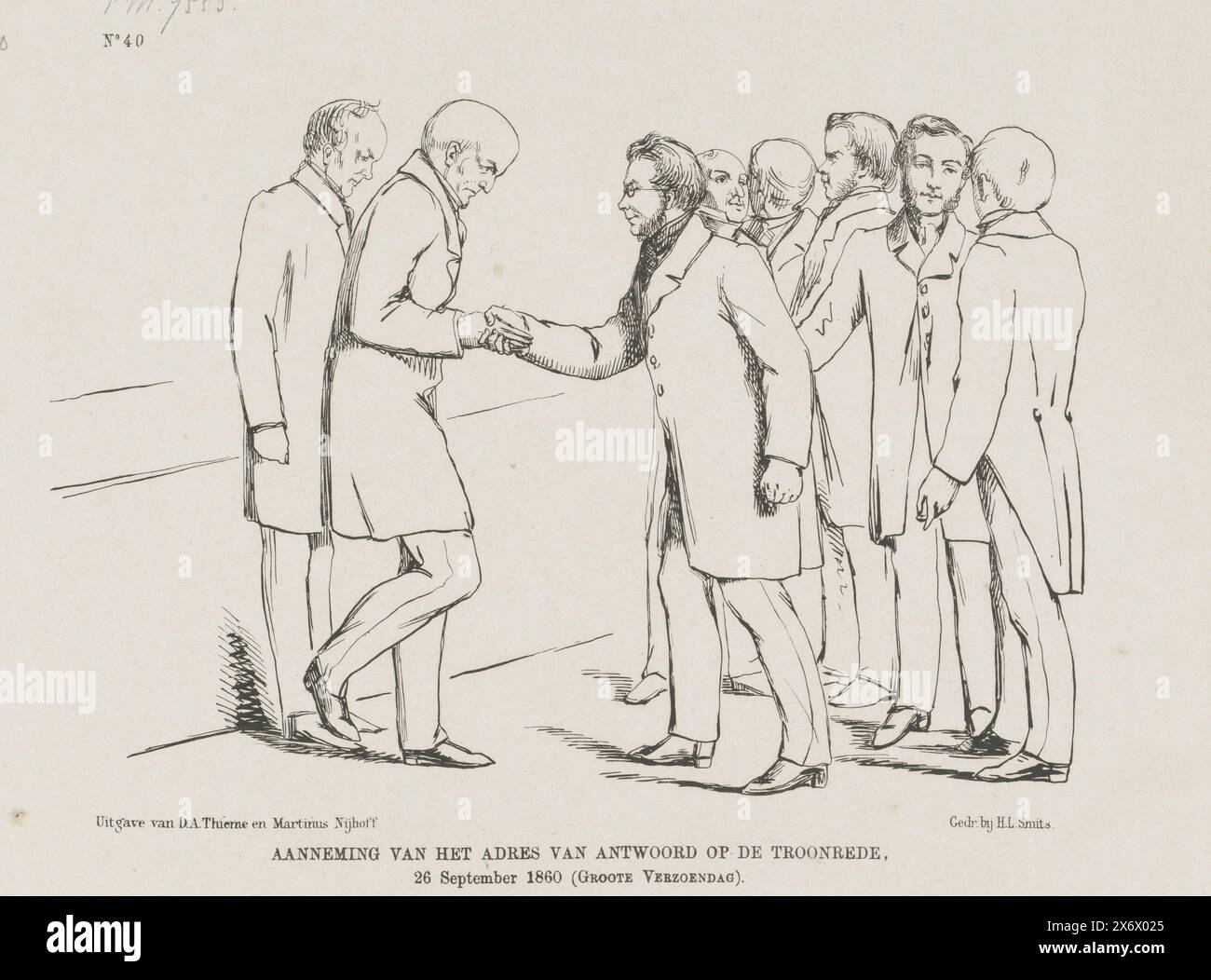 Cartoon with ministers Rochussen and Van Hall, 1860, Adoption of the ...