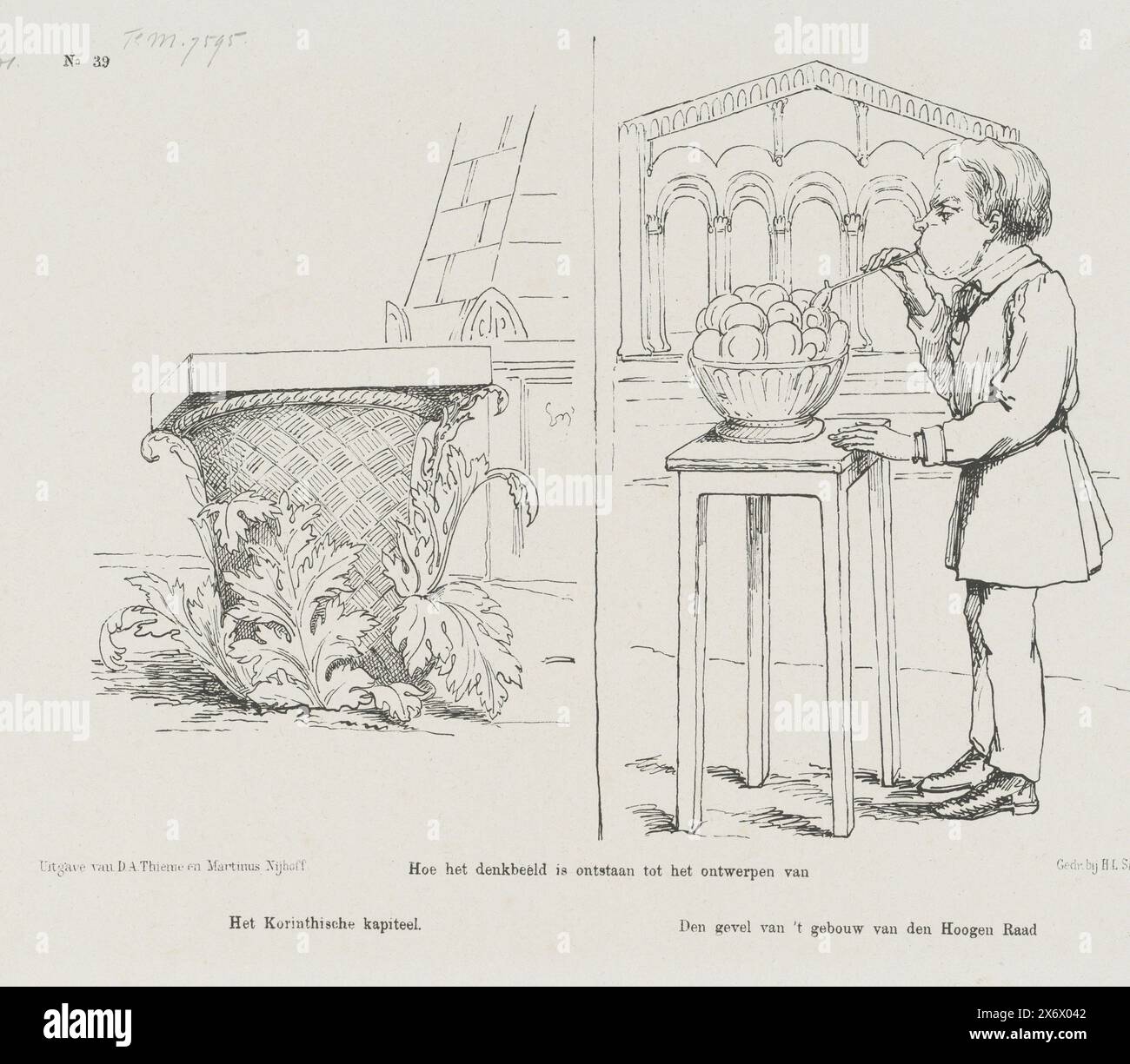 Cartoon on the building plans of the architect Rose, 1861, How the idea ...