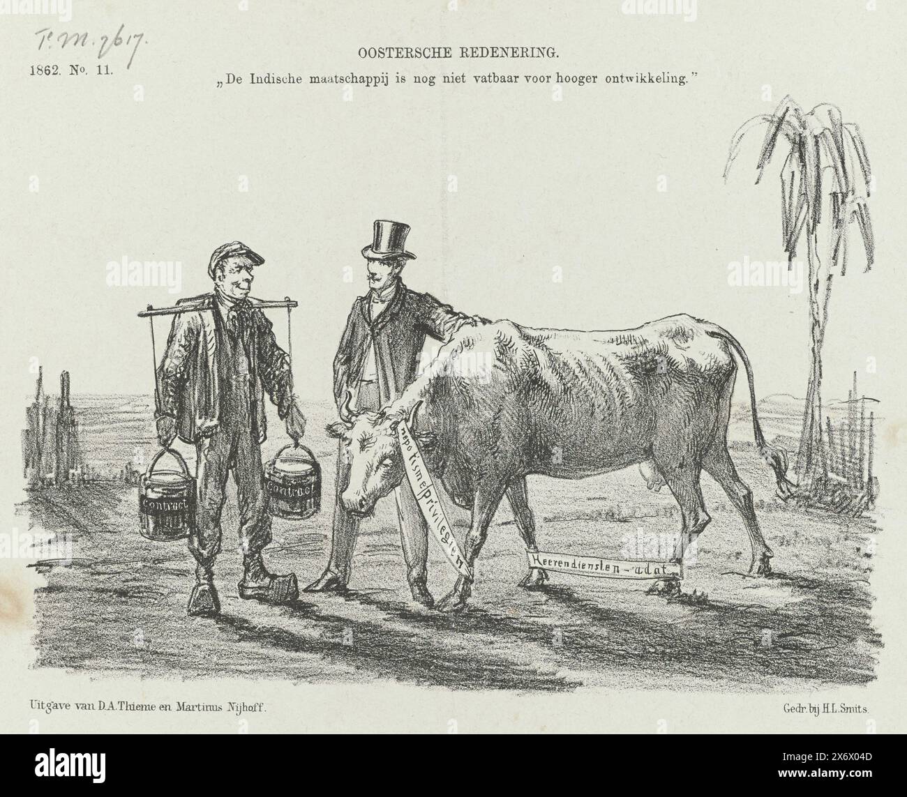 Cartoon on the conservative government system in Java, 1862, Oostersche ...