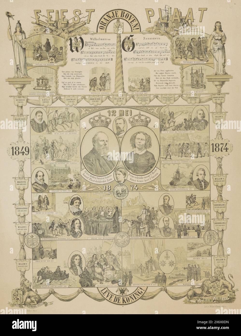 Memorial plaque for the 25th anniversary of the reign of King Willem ...