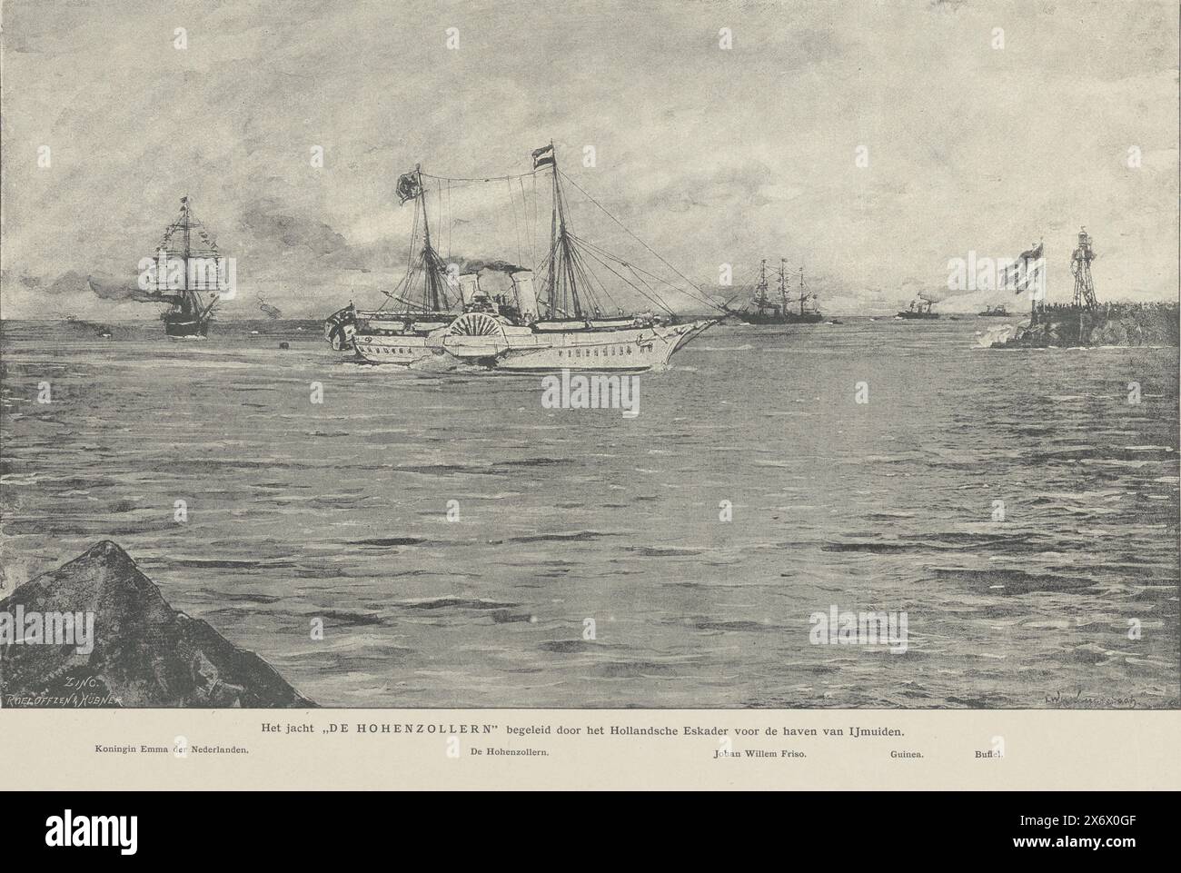 Arrival of the yacht of the German Emperor and Empress, 1891, The yacht ...