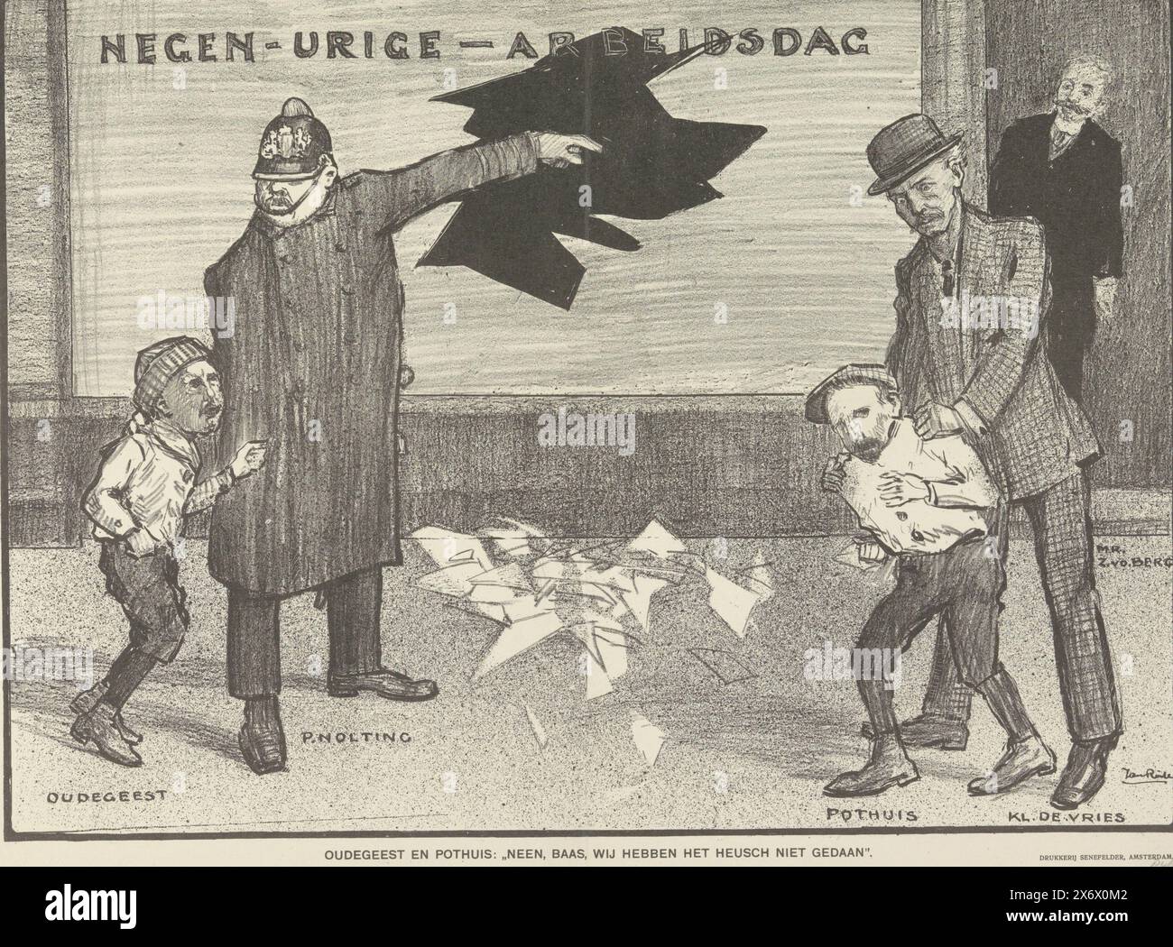 Cartoon about the treatment of the nine-hour working day in the ...