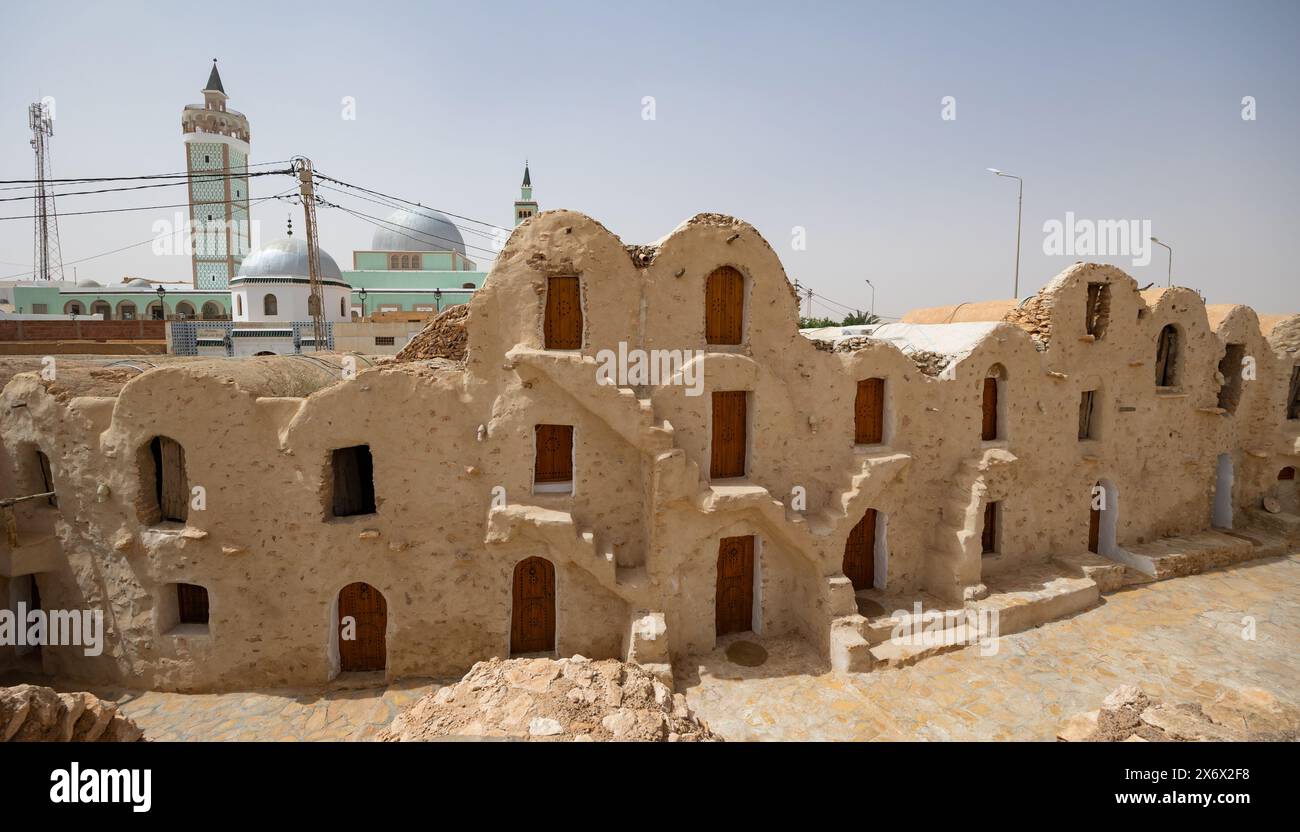 Ghorfa storage graneries of traditional Berber mud brick fortified Ksar ...