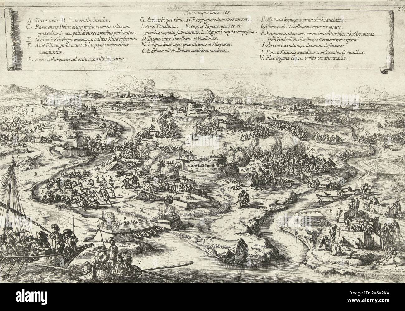 Siege of Sluis by Parma, 1587, Slusa capta anno 1588 (title on object ...