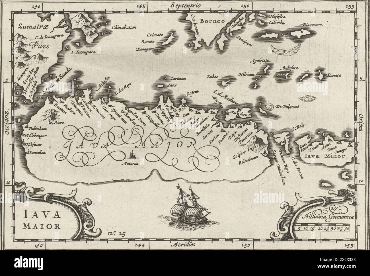 Map of the island of Java, 1596, Iava Maior (title on object), Map of ...