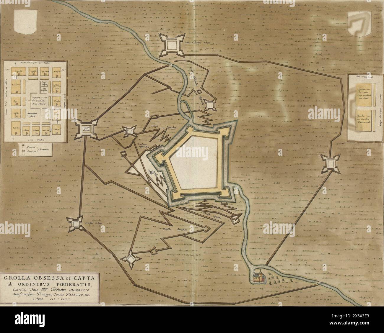 Siege and conquest of Groenlo by Maurits, 1597, Grolla obsessa et capta ...