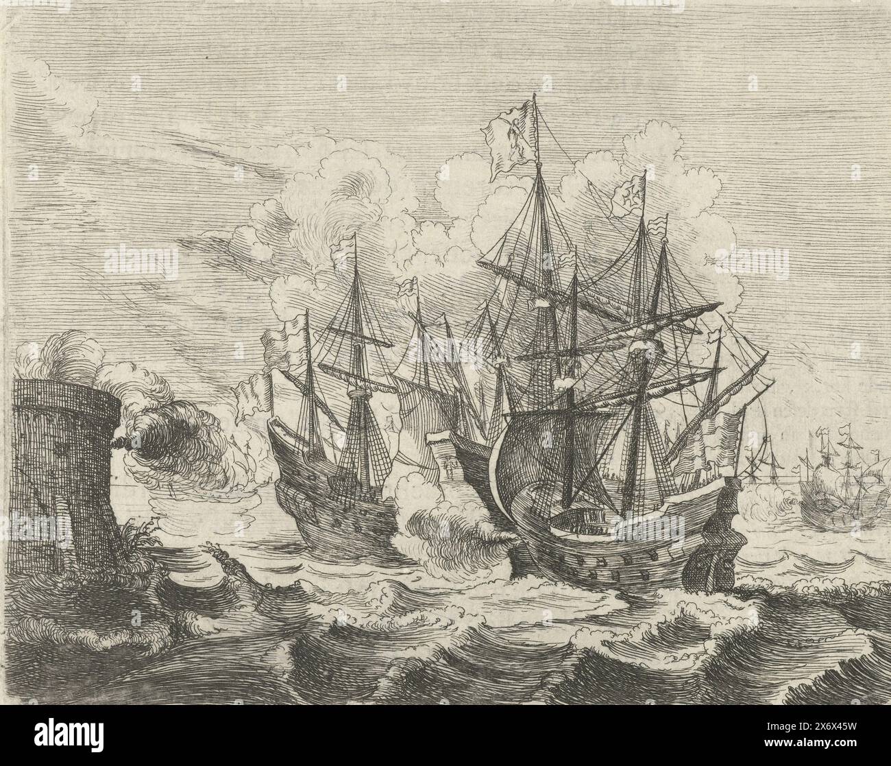 Naval battle off Gibraltar, 1607, Naval battle in the Bay of Gibraltar ...